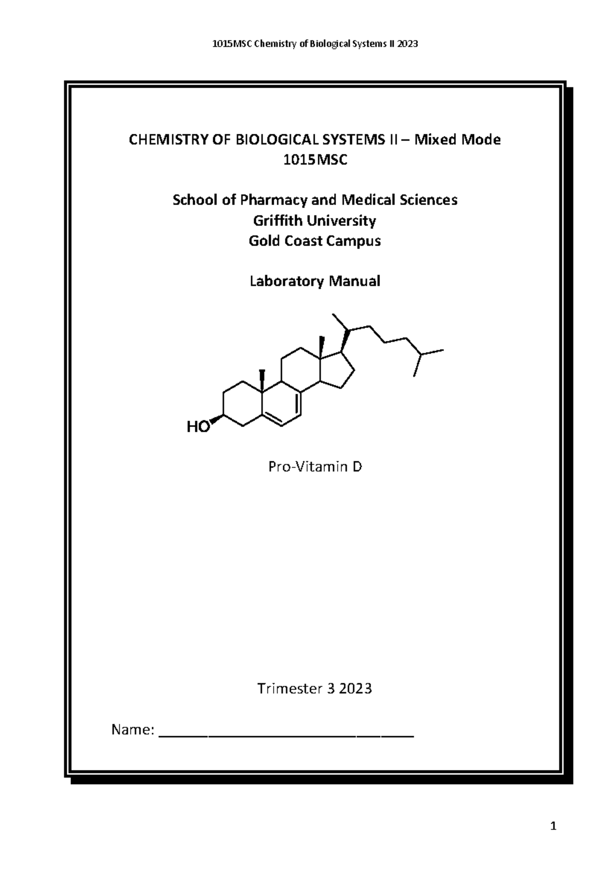 Chem 2 lab manual - CHEMISTRY OF BIOLOGICAL SYSTEMS II – Mixed Mode ...