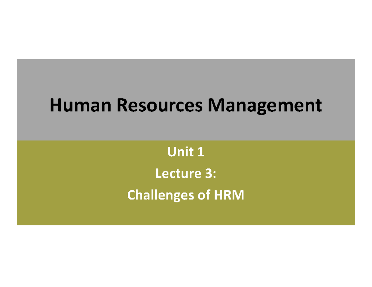 Human resource unit 2 - Human Resources Management Unit 1 Lecture 3 ...