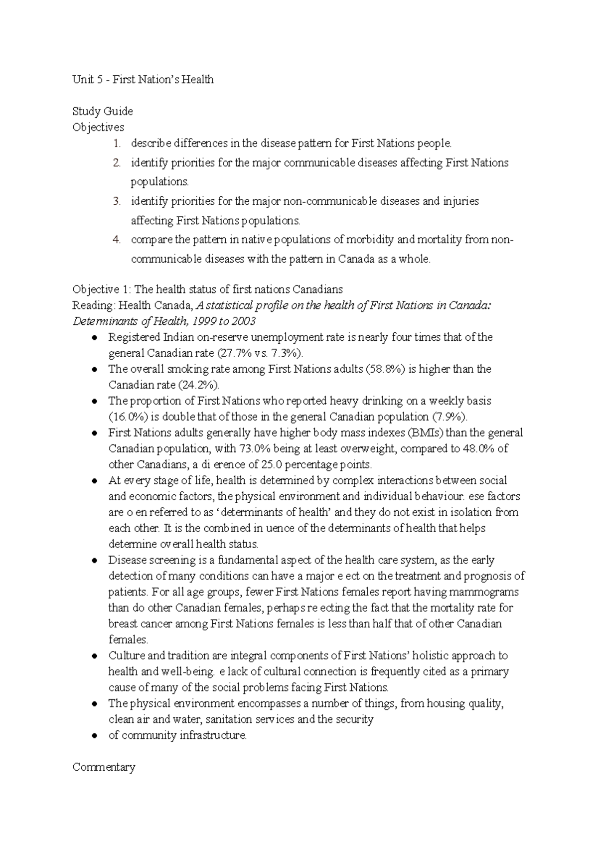 HADM 339 - Unit 5 - HADM 339 - Unit 5 - Unit 5 First Health Study Guide Objectives 1. describe ...