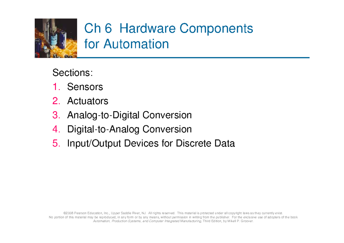 Hardware Automation - Ch 6 Hardware Components for Automation Sections ...