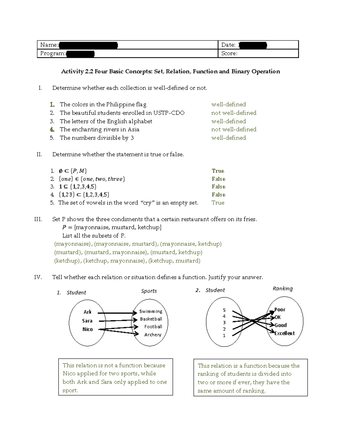 Activity 2.2 MMW - MMW - Name: Cristy Ann B. Sevilla Date: 16/10 ...