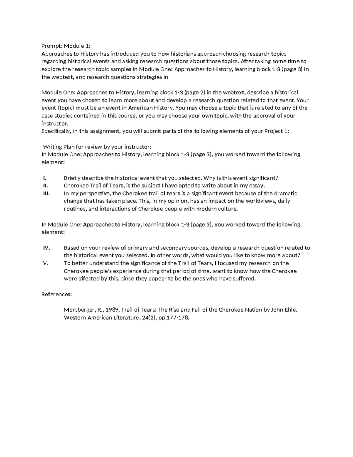 HIS 200 Writing Plan Progress Check 1 turn in - Prompt: Module 1 ...