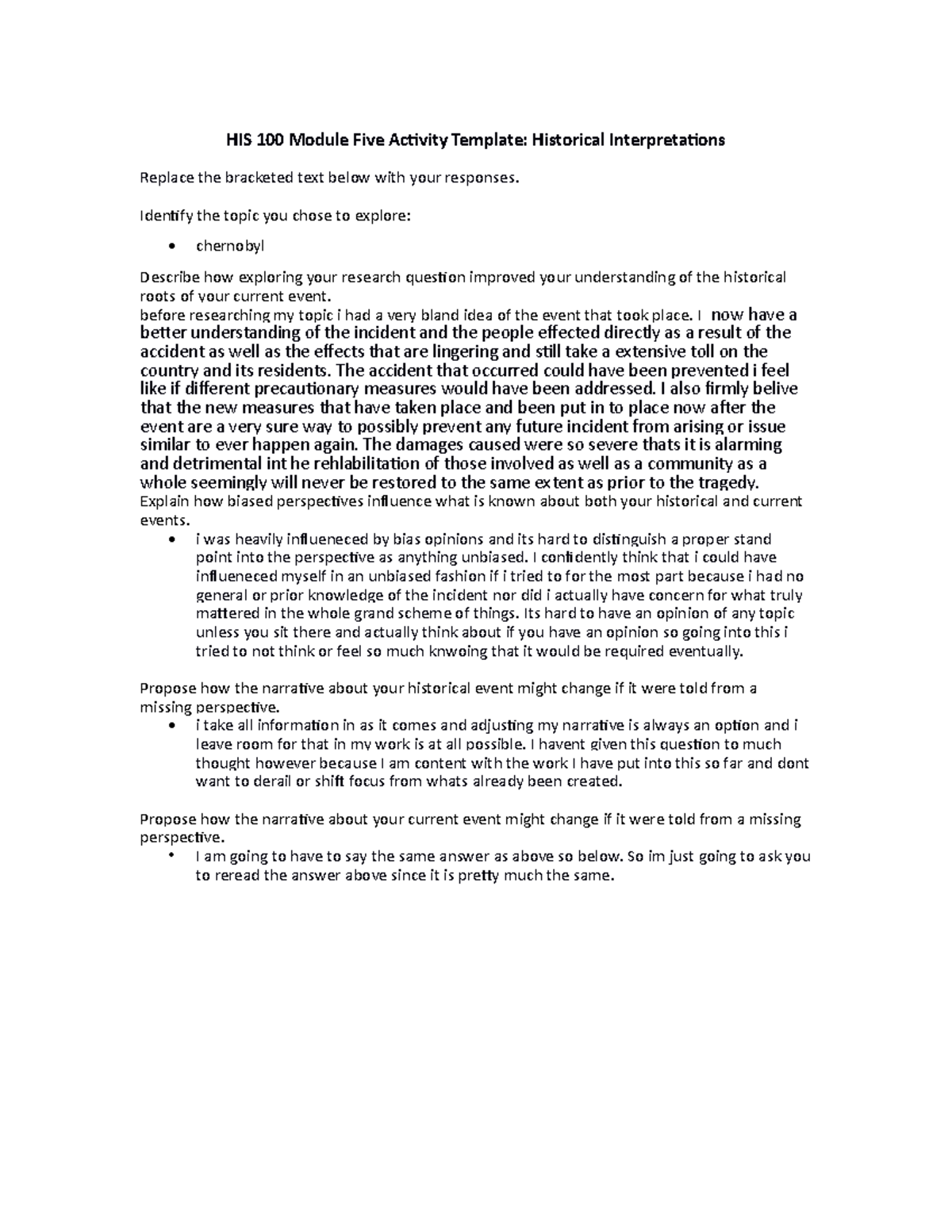 Module 5chernobyl - some course work for class - HIS 100 Module Five ...