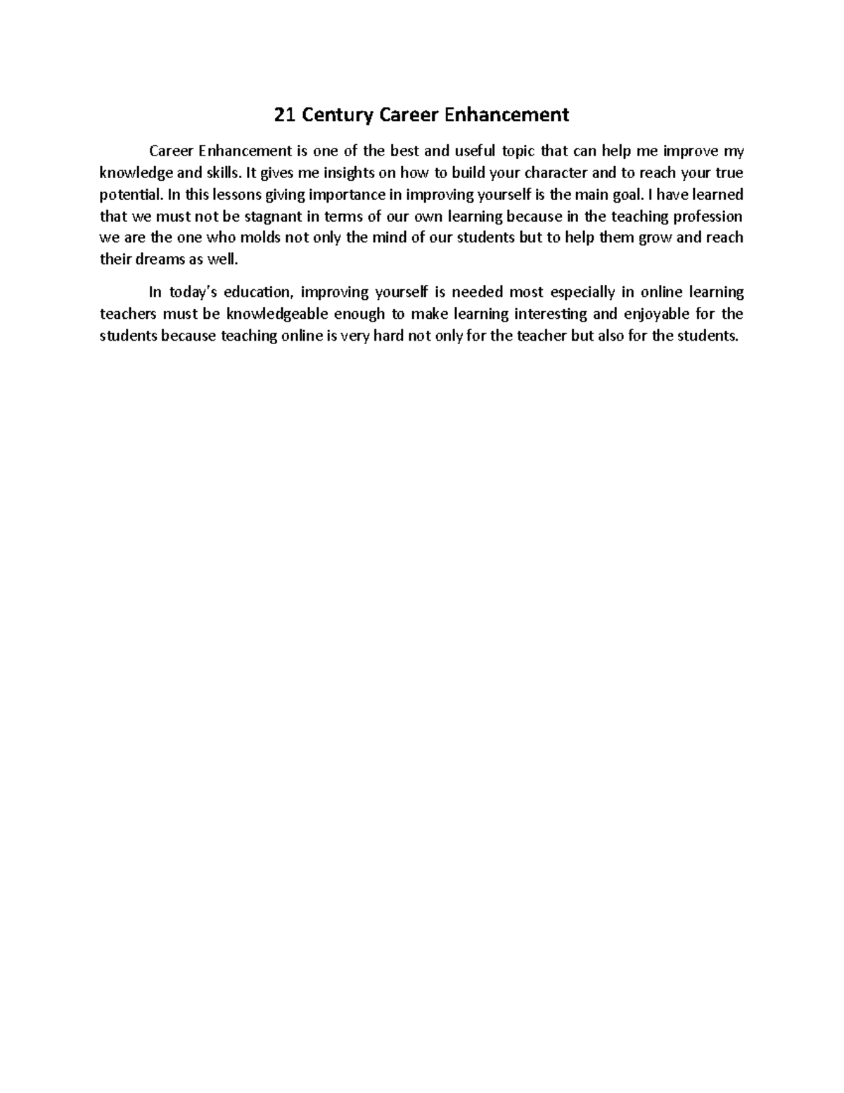 21 Century Career Enhancement - 21 Century Career Enhancement Career ...