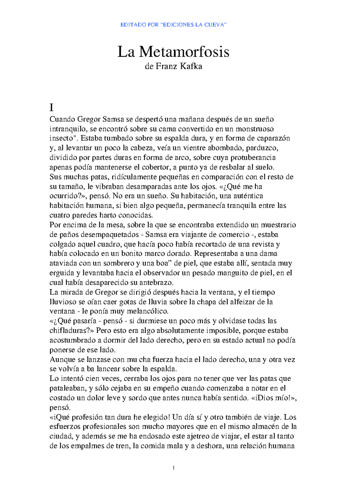 Kafka Franz - La metamorfosis - La Metamorfosis de Franz Kafka I Cuando ...