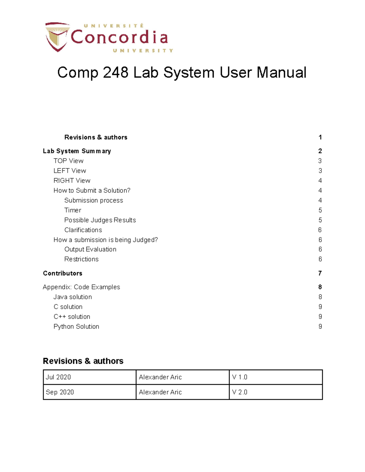 COMP248 Lab Manual F 2020 - Comp 248 Lab System User Manual ...