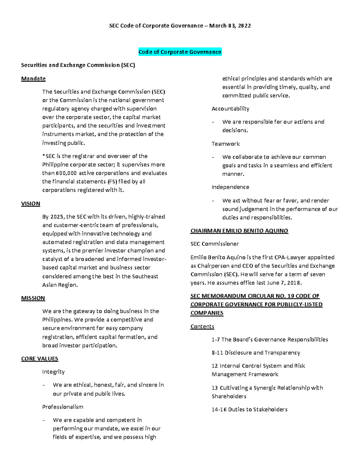 Corporate Governance, Business Ethics, & Corporate Social ...