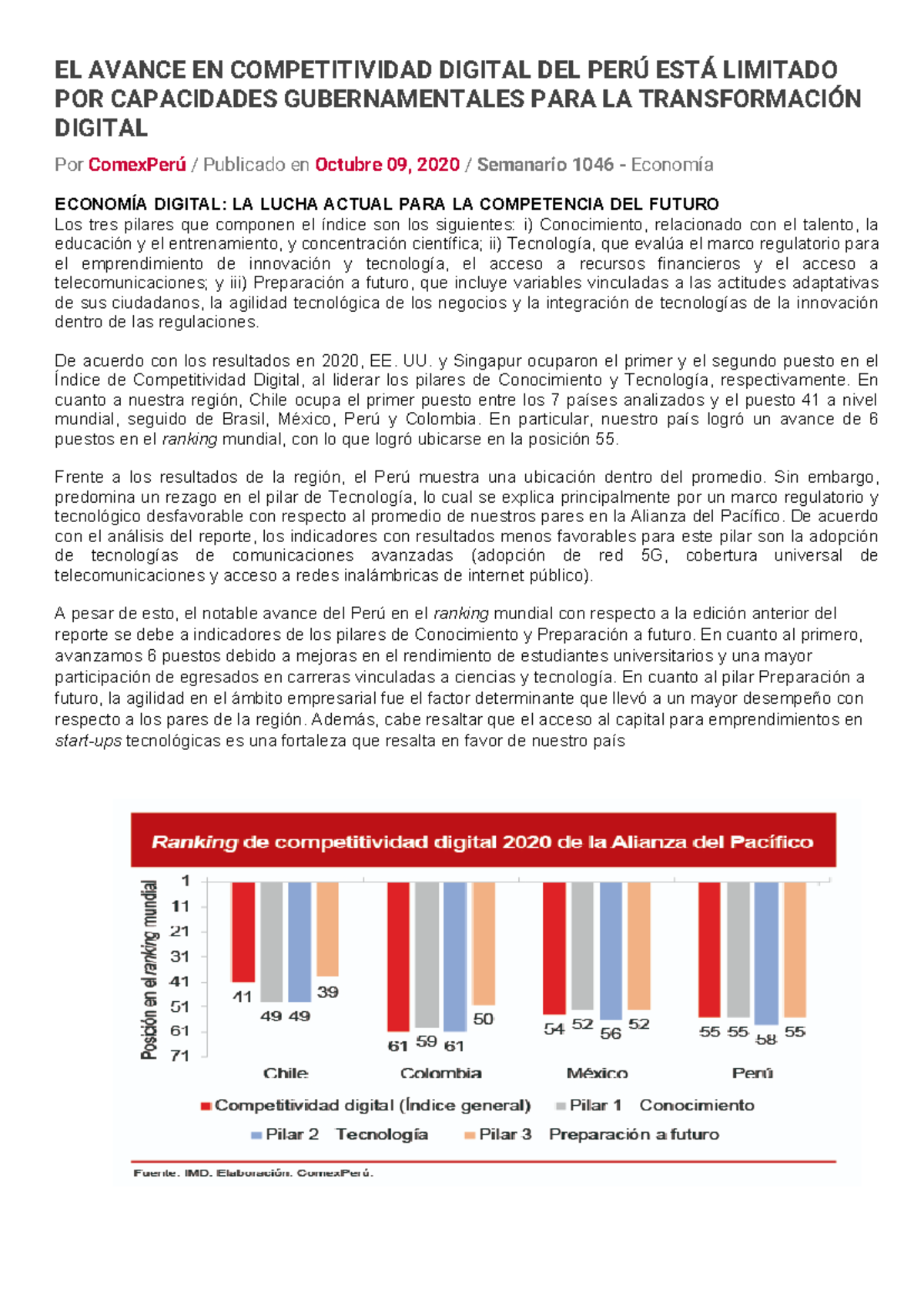 NNII Ericka - EL AVANCE EN COMPETITIVIDAD DIGITAL DEL PERÚ ESTÁ ...