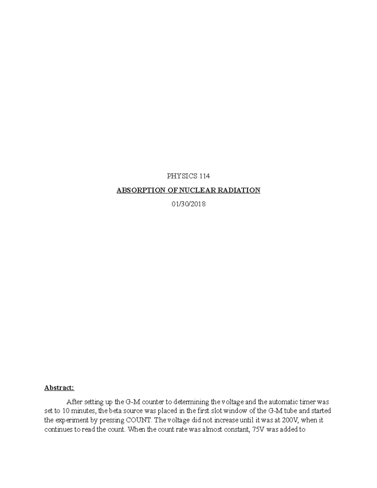 Physics 114 ANR - lab Practical notes - PHYSICS 114 ABSORPTION OF ...