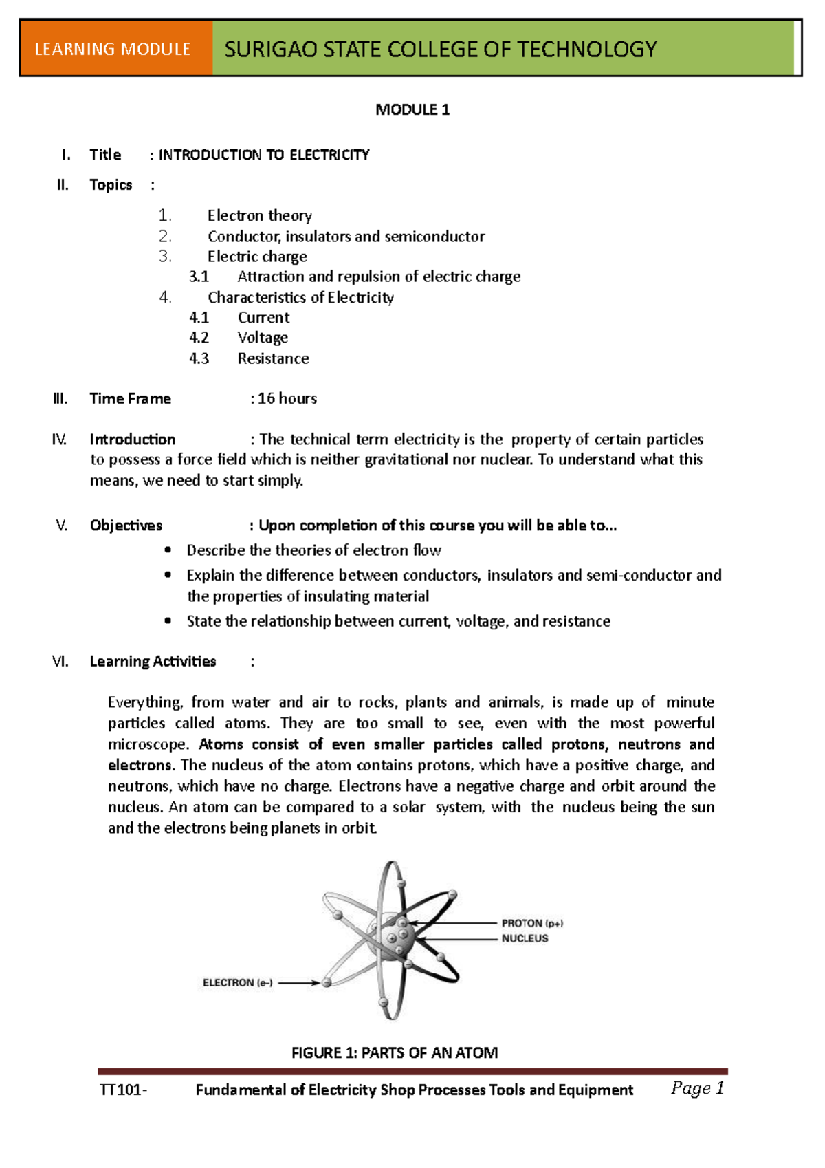 Module-1 Introduction-TO- Electricity - TT101- Fundamental of ...
