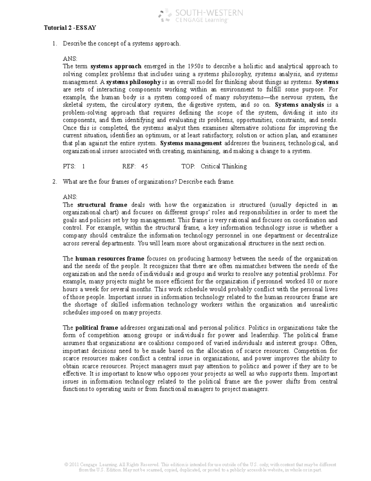 Tutorial 2-Essay - Tutorial 2 -ESSAY Describe the concept of a systems ...