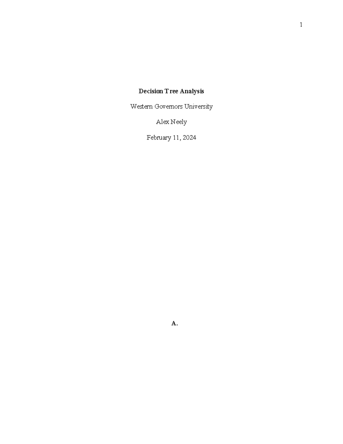 AMT2-Task One Supply Line Development - Decision Tree Analysis Western ...