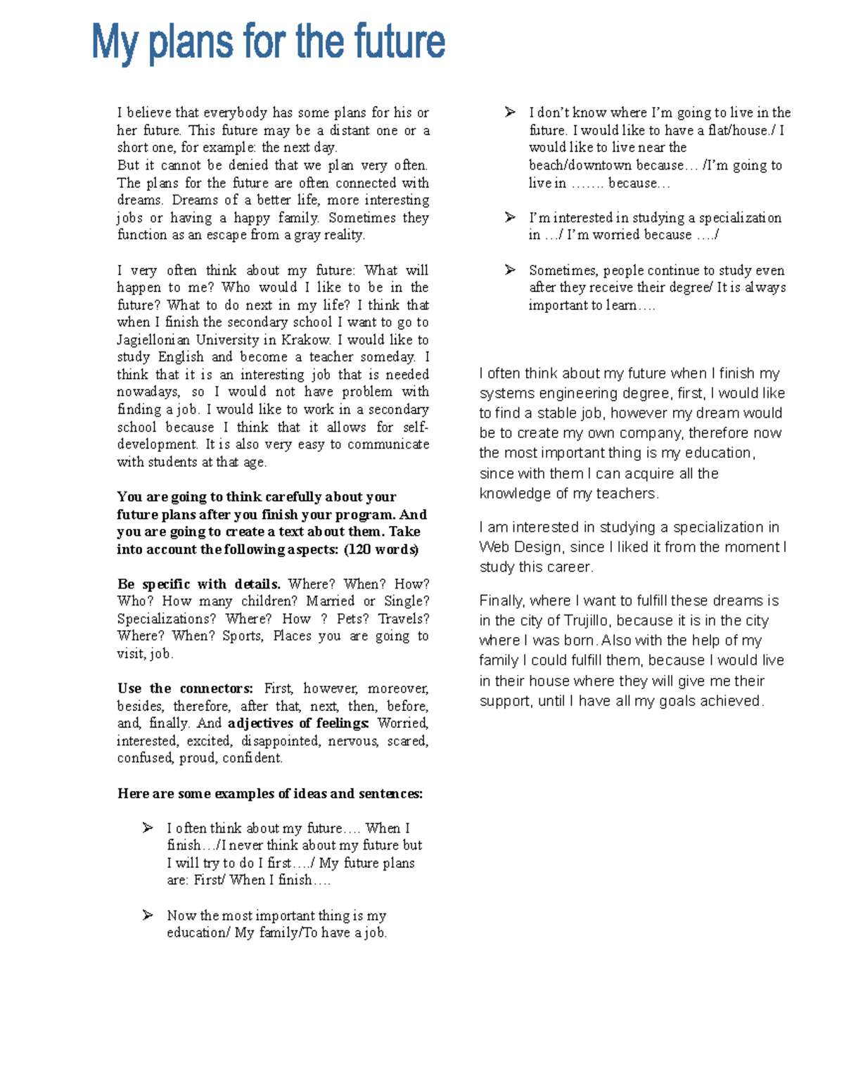 Writing-about-my-future-plans-writing-creative-writing-tasks 80445 - I ...