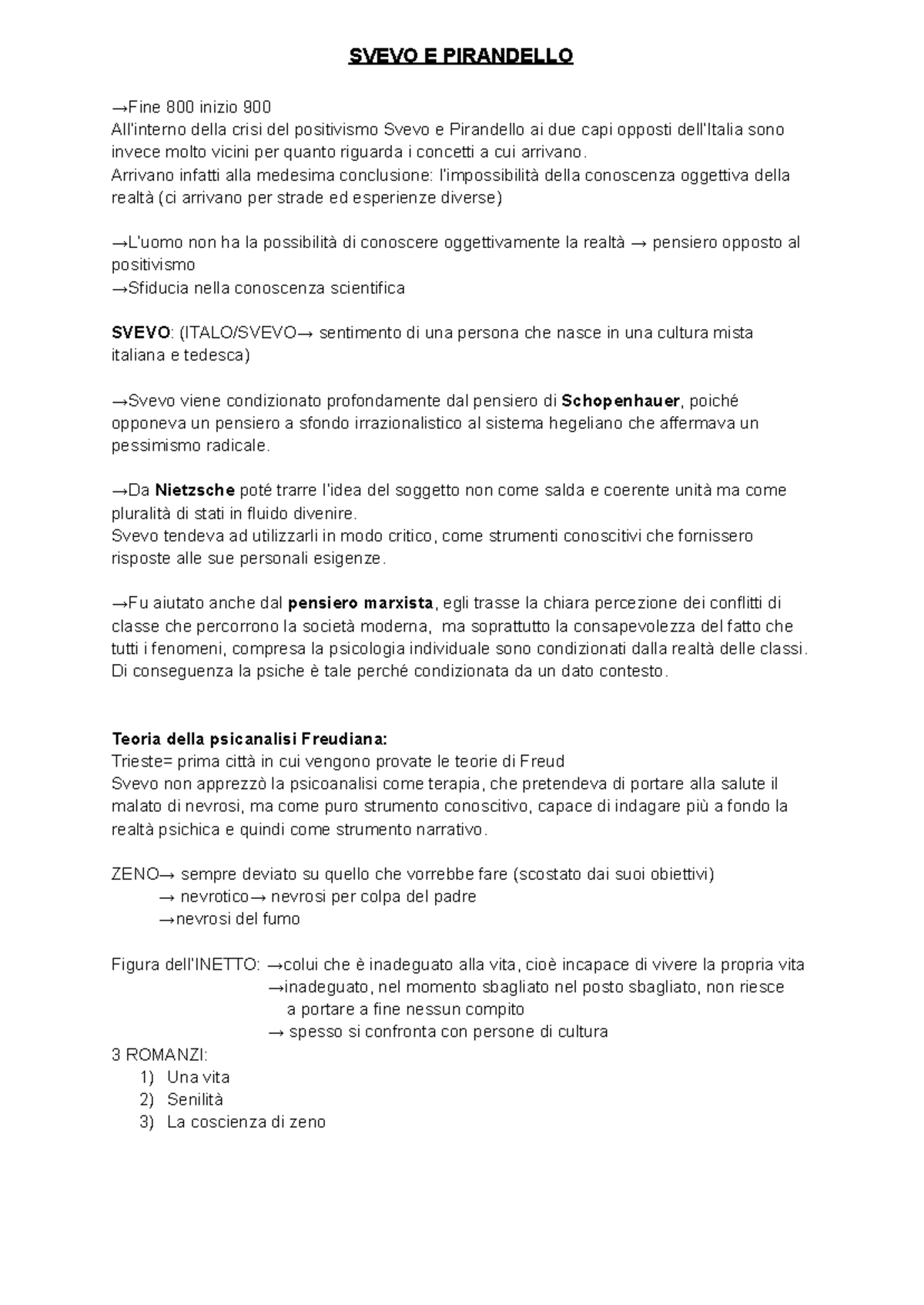 Svevo E Pirandello - Arrivano infatti alla medesima conclusione: l’impossibilità della ...