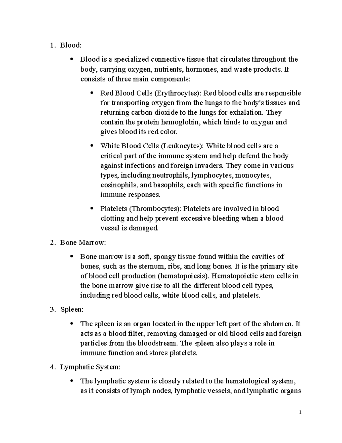 LEcture notes to use in class - 1. Blood: Blood is a specialized ...