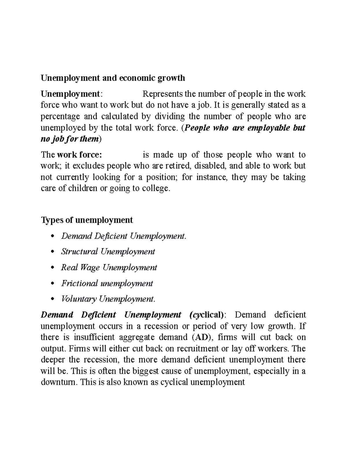 Unemployment and inflation - Unemployment and economic growth ...