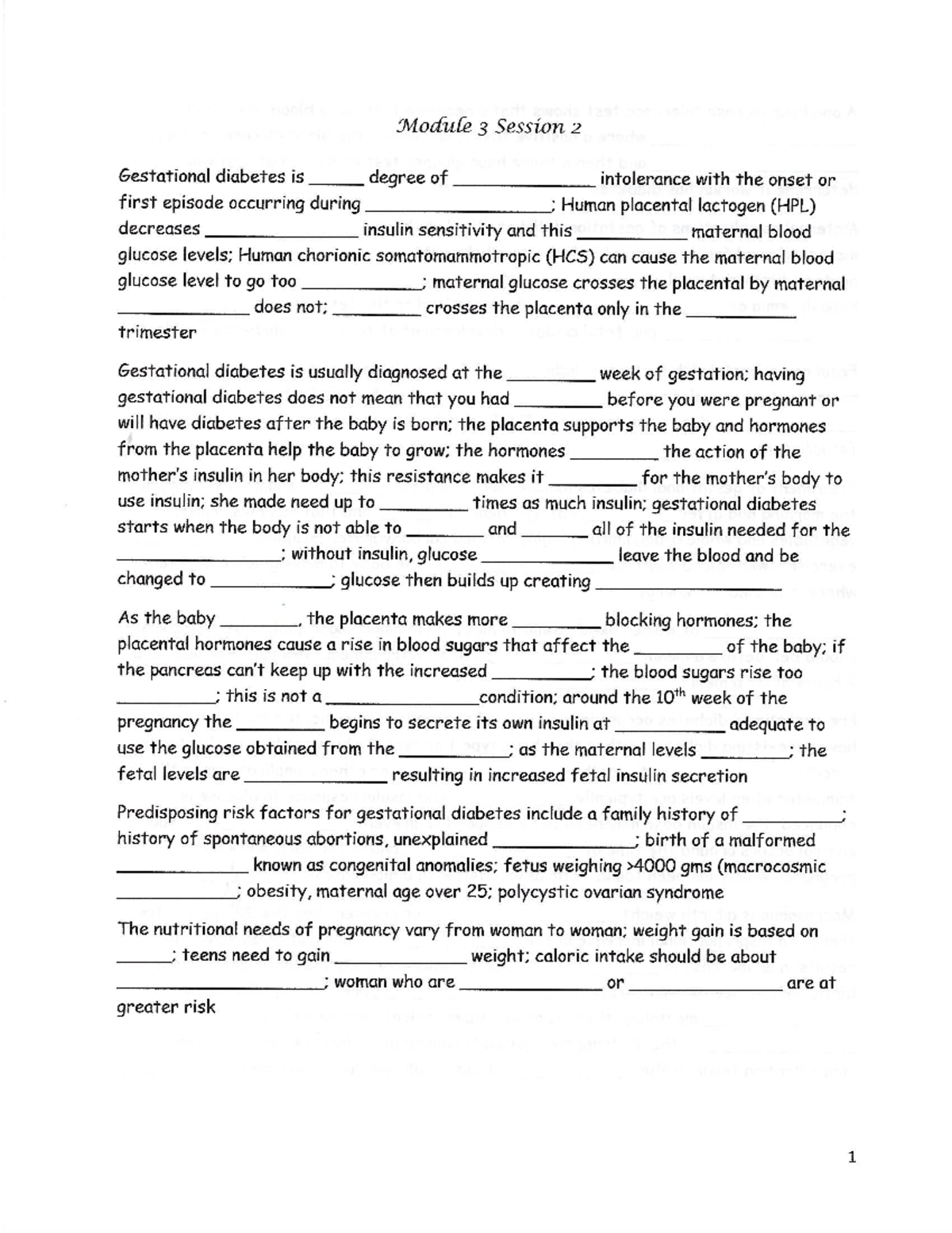 Module 3 Session two - Lecture notes 1 - NUR 1025C - Studocu