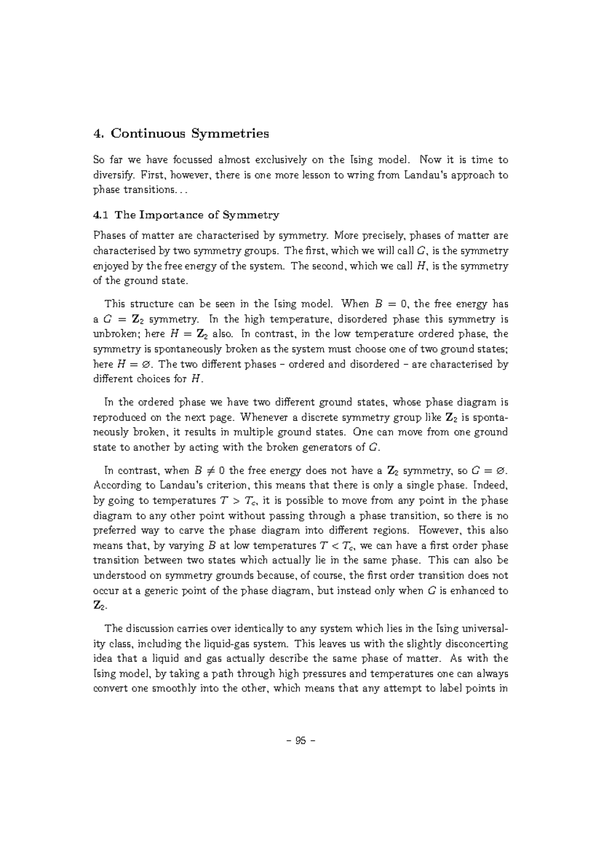 Statistical Field Theory 2017-2018 Lecture 4 - Continuous Symmetry - 4. Continuous Symmetries So ...