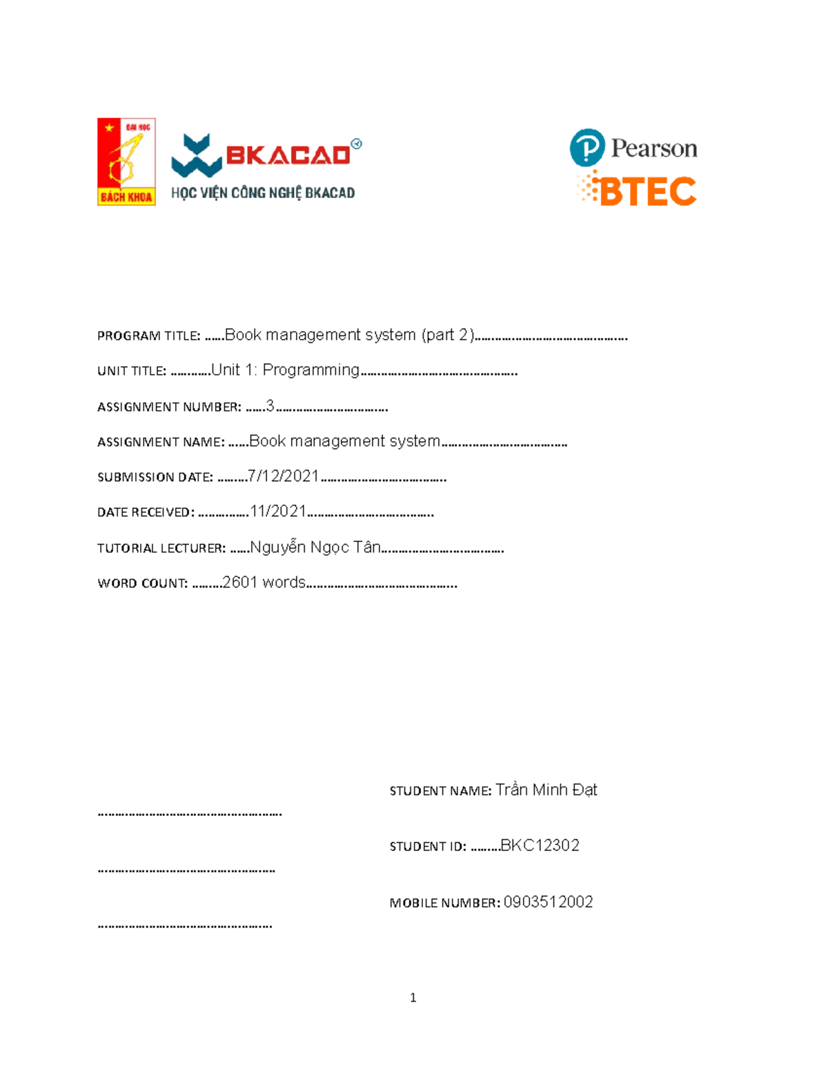 Books management system (Part 2) - PROGRAM TITLE: ..... management ...