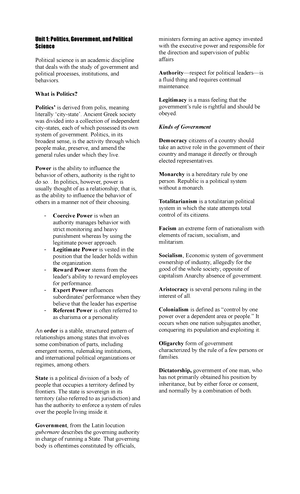 Carol P - script - Fundamentals of Political Science - CAROL P. DE LA ...