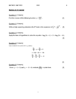 Mate1a1 supp examination (July 2021) - FACULTY OF SCIENCE DEPARTMENT OF ...