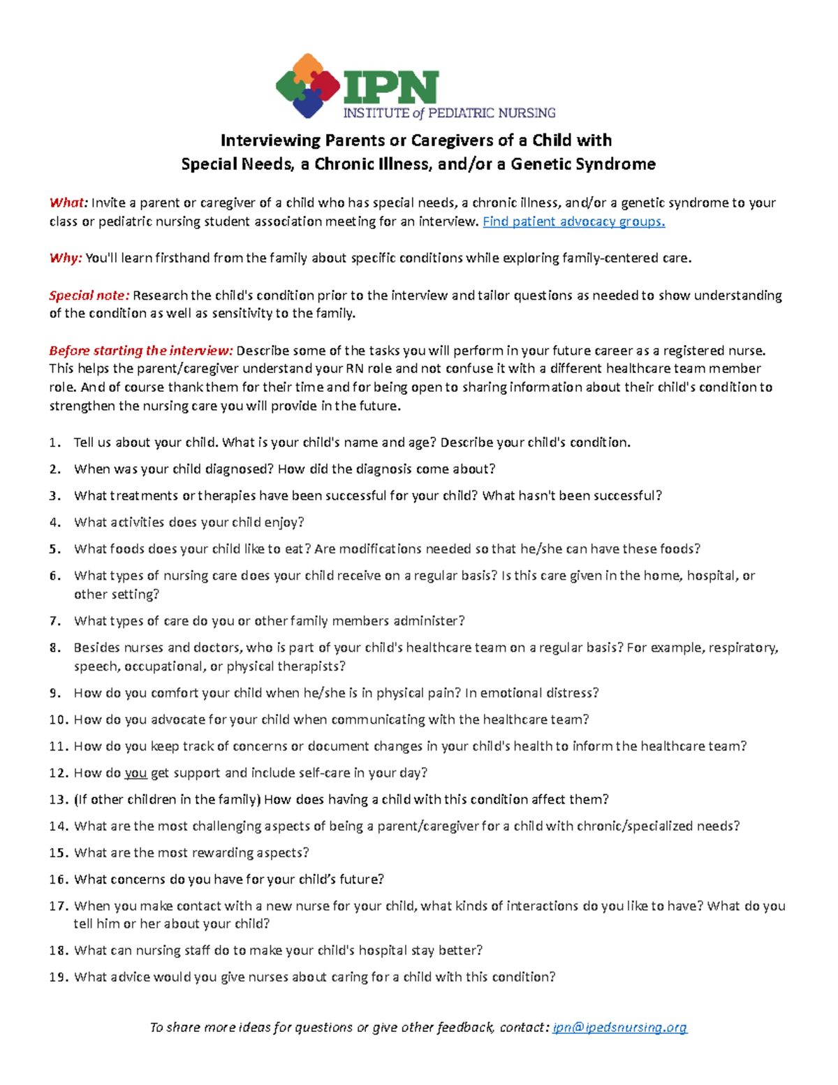 Parent Interview Questions - Interviewing Parents or Caregivers of a ...