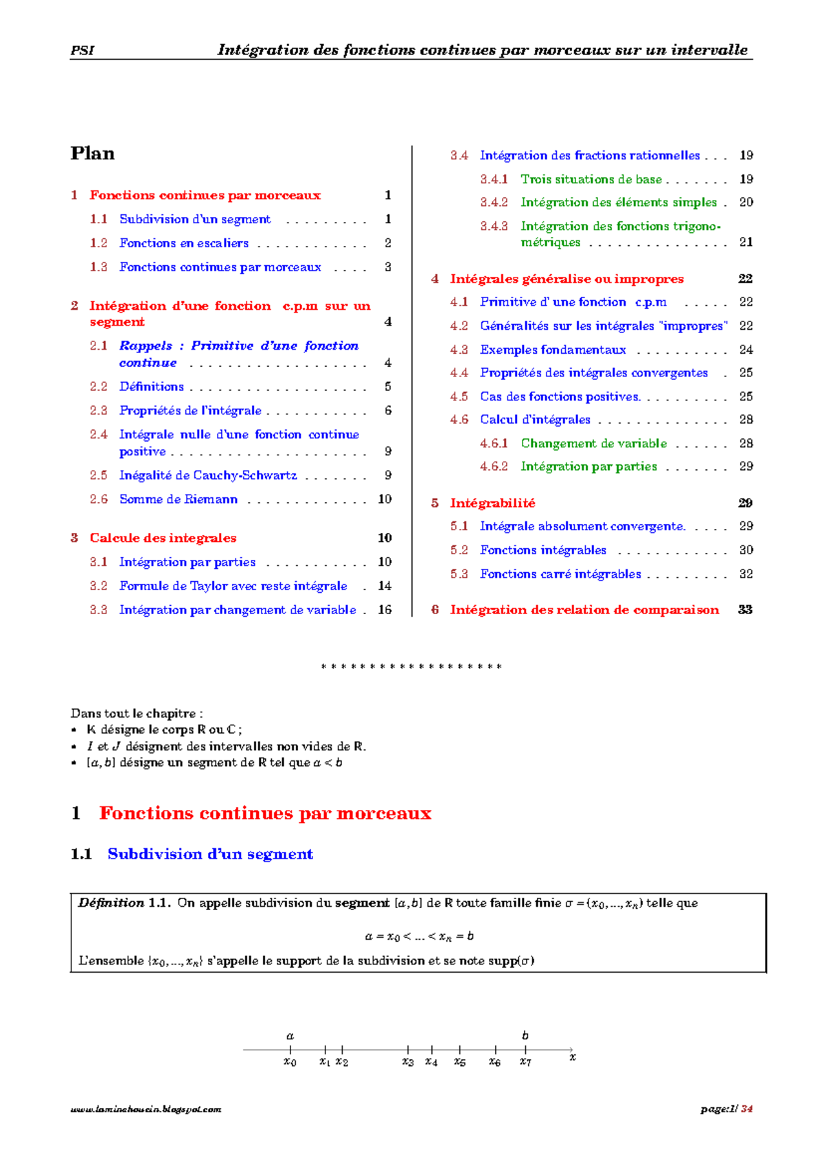Integration-ke - Cours des maths. - Plan 1 Fonctions continues par ...