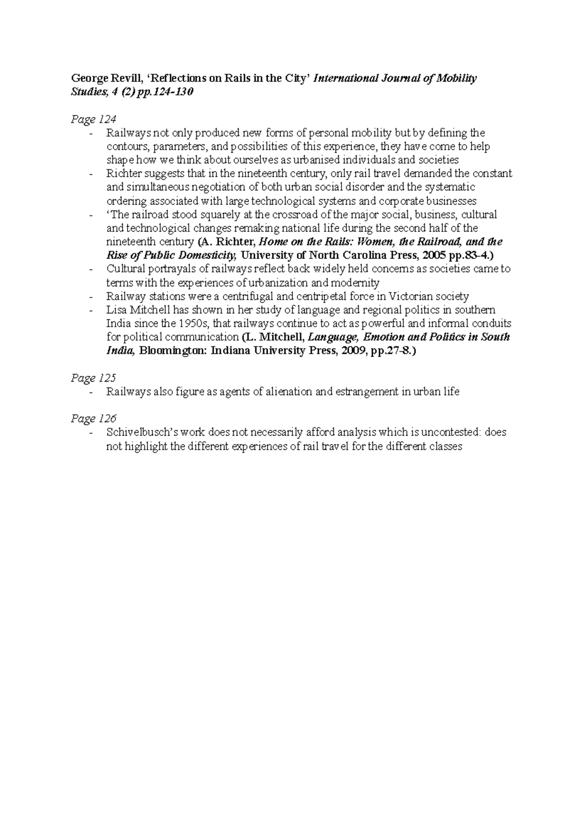 George Revill Journal - George Revill, ‘Reflections on Rails in the City’ International Journal ...