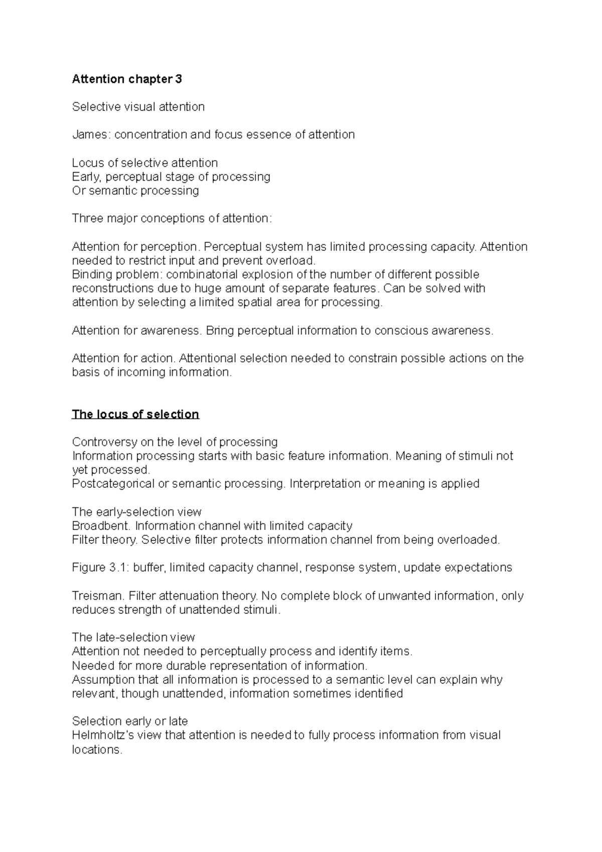 Attention: Theory & Practice chapter 3 - Attention chapter 3 Selective ...