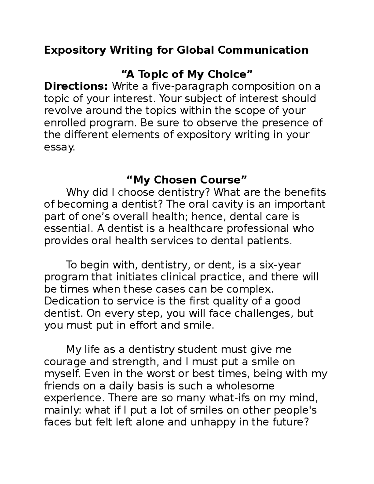 M1- While Task - Activity 2 - Expository Writing for Global ...