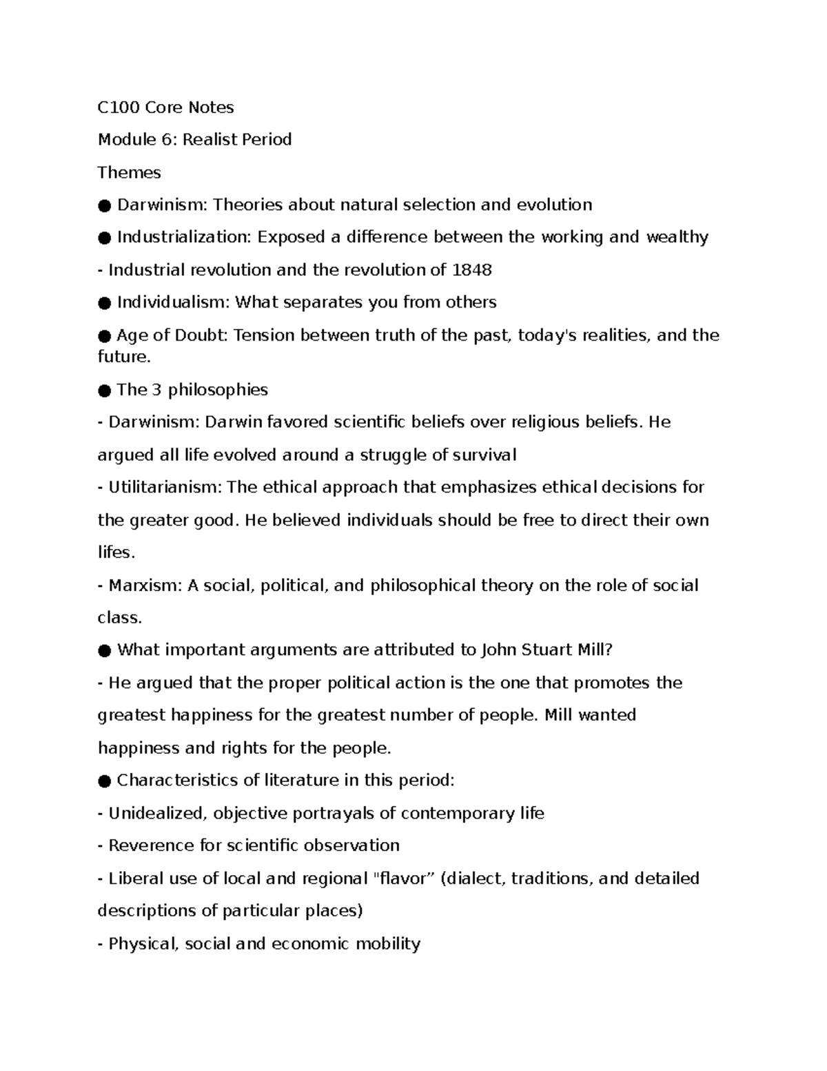Module 6 - Summary Introduction to Humanities - C100 Core Notes Module ...