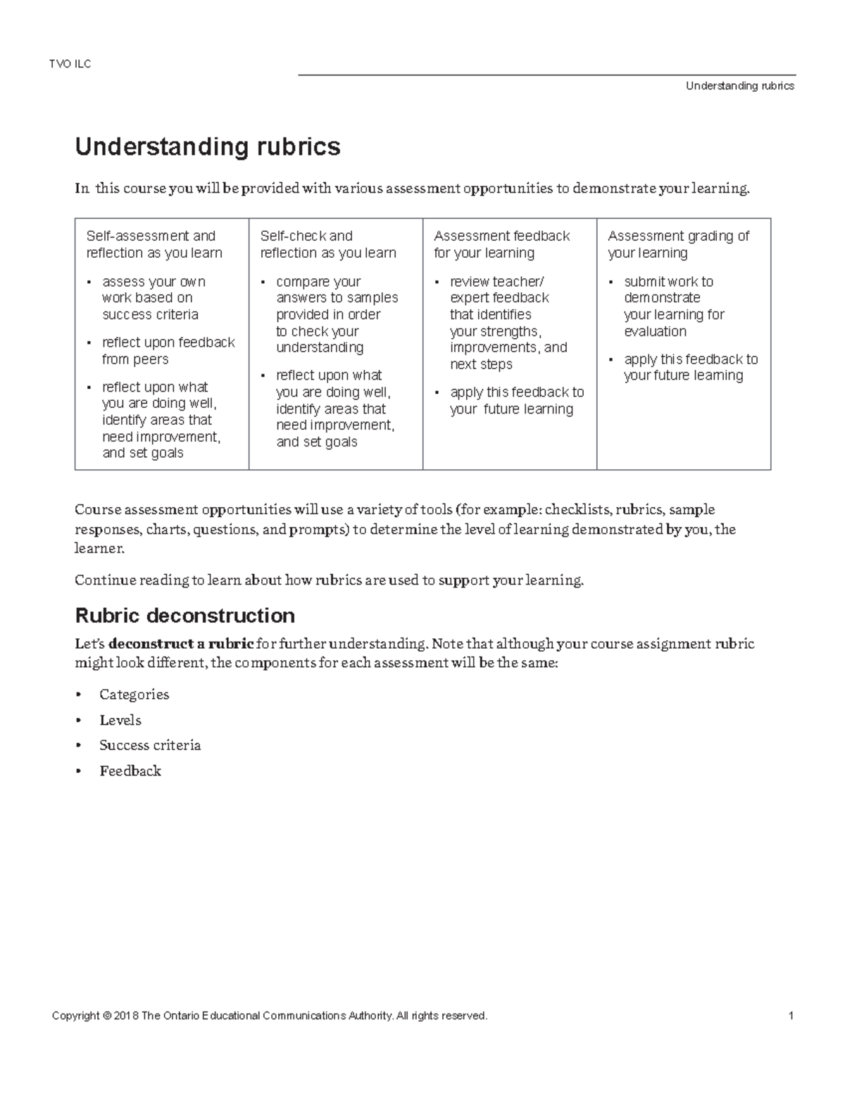 Rubrics - Math course - Understanding rubrics Understanding rubrics In ...