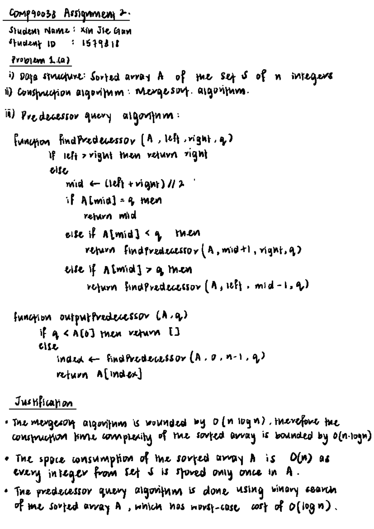 Assignment 2 - Comp90038 Assignment Student Name : Xin Sie Gar Student ID : 1579818 Problem 1 ...