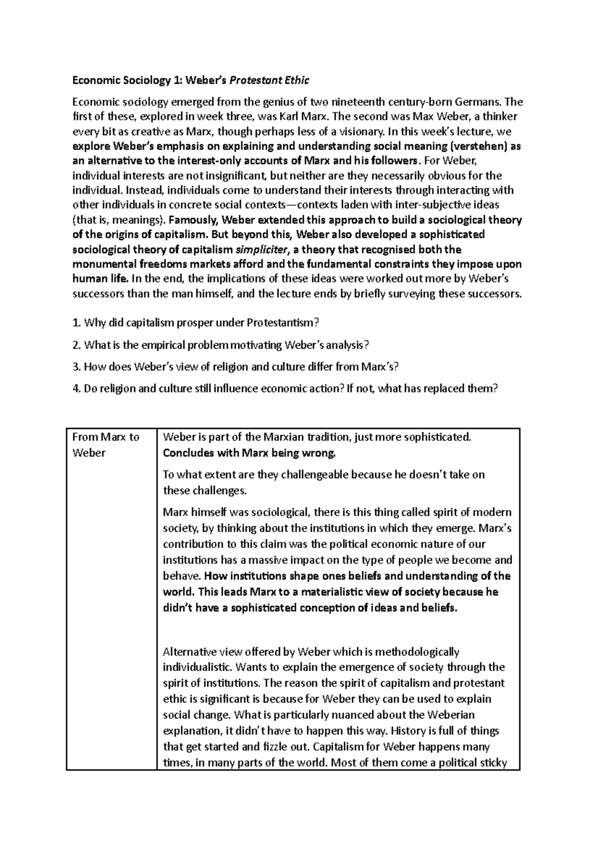 Economic Sociology 1 - Lecture notes 1-3 - 15PECC020 - SOAS University ...