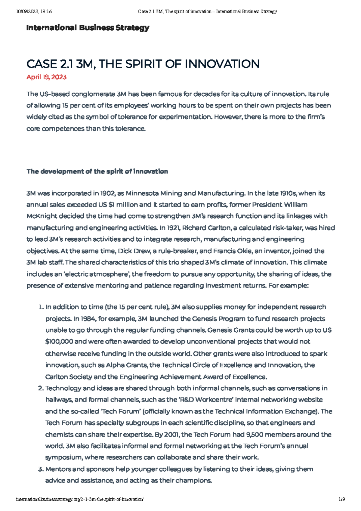 The Spirit of Innovation: 3M International Business Strategy - Studocu