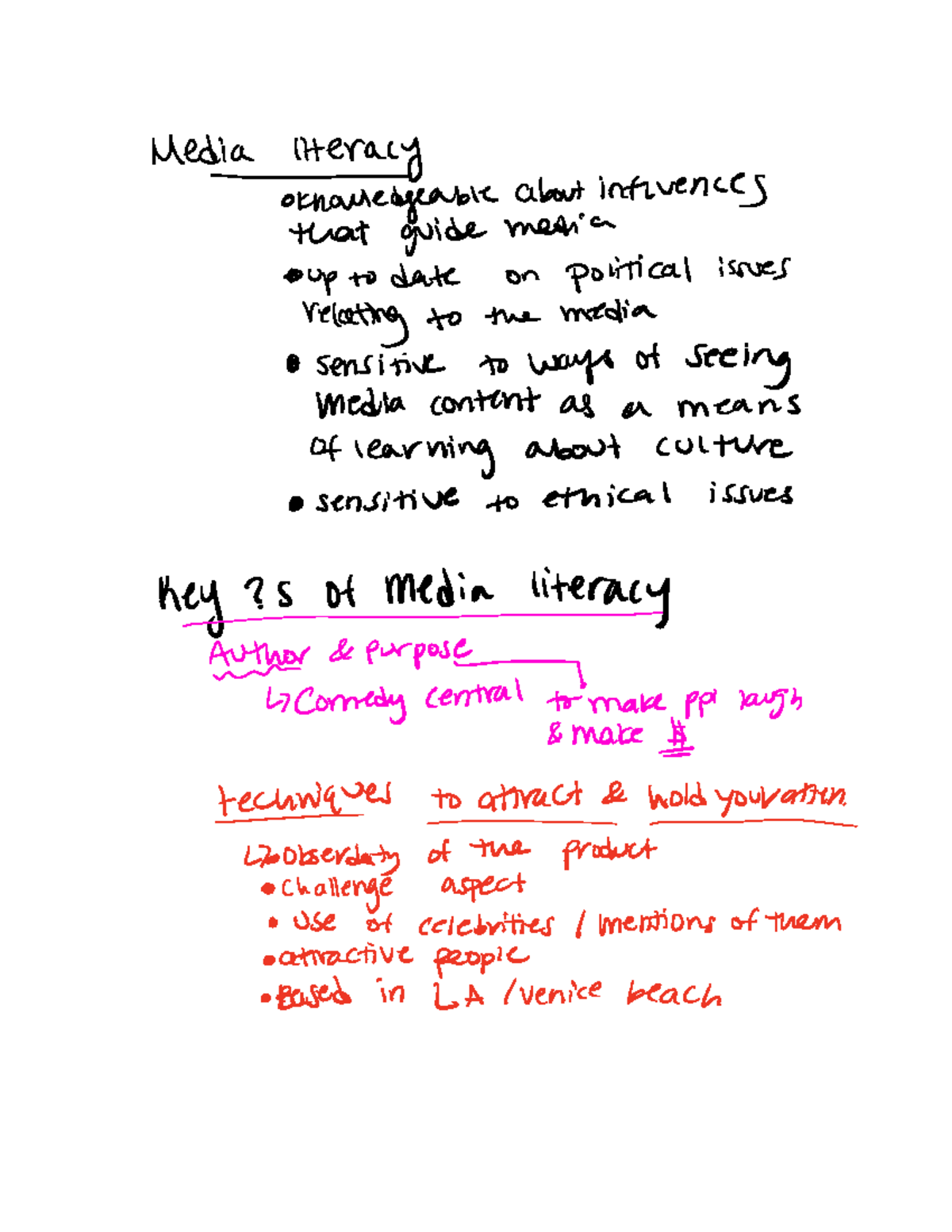 CM180 notes pre exam 1 - Study guide for CM 180 exam - Mediatiteracy ...