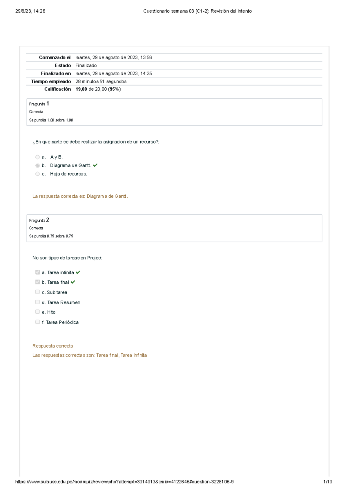 Cuestionario semana 03 [C1-2] Revisión del intento - Comenzado el ...