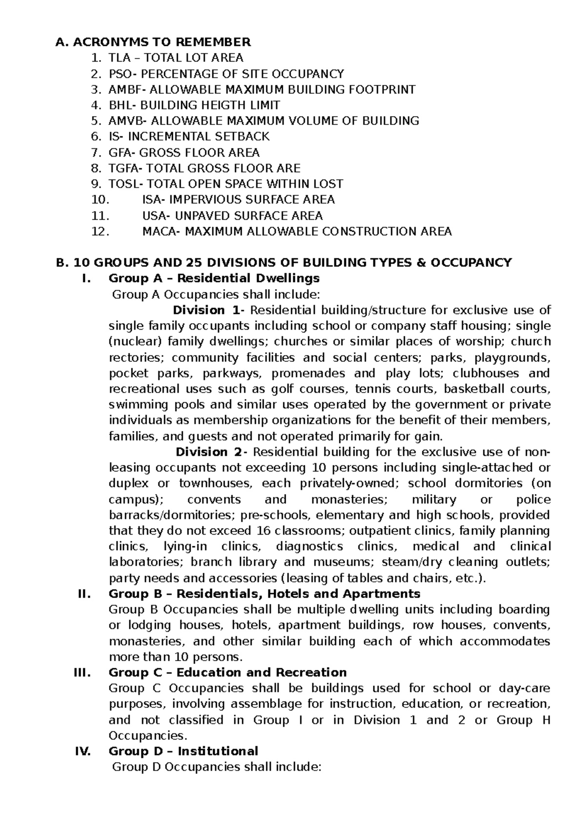 Assignment(design 6) - n/a - A. ACRONYMS TO REMEMBER 1. TLA – TOTAL LOT ...