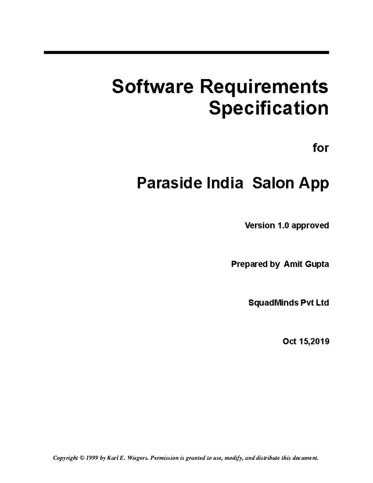 Help srs with proper - Software Requirements Specification for Paraside India Salon App Version ...