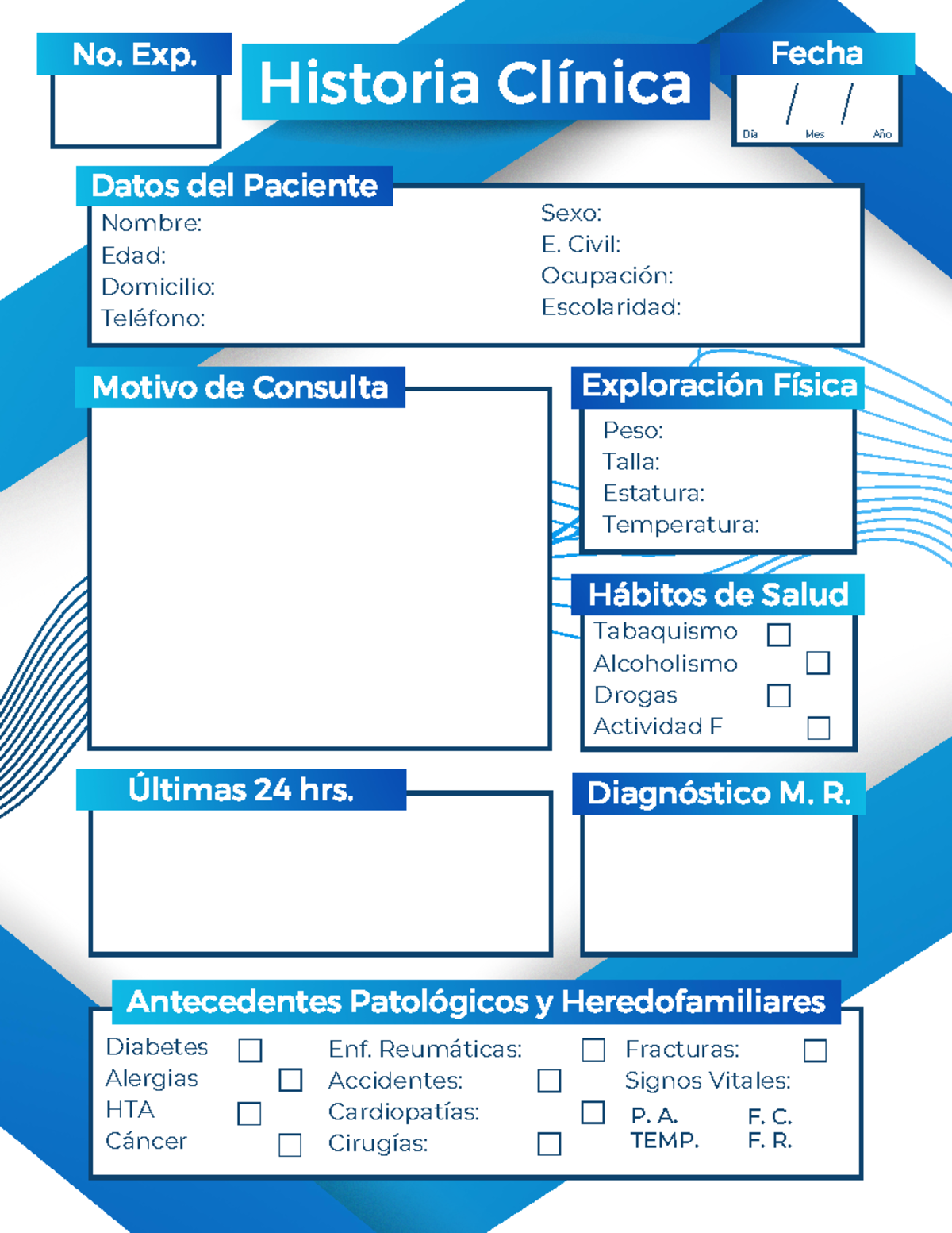 Historia Clínica - Historia Clínica Datos del Paciente Nombre: Edad ...