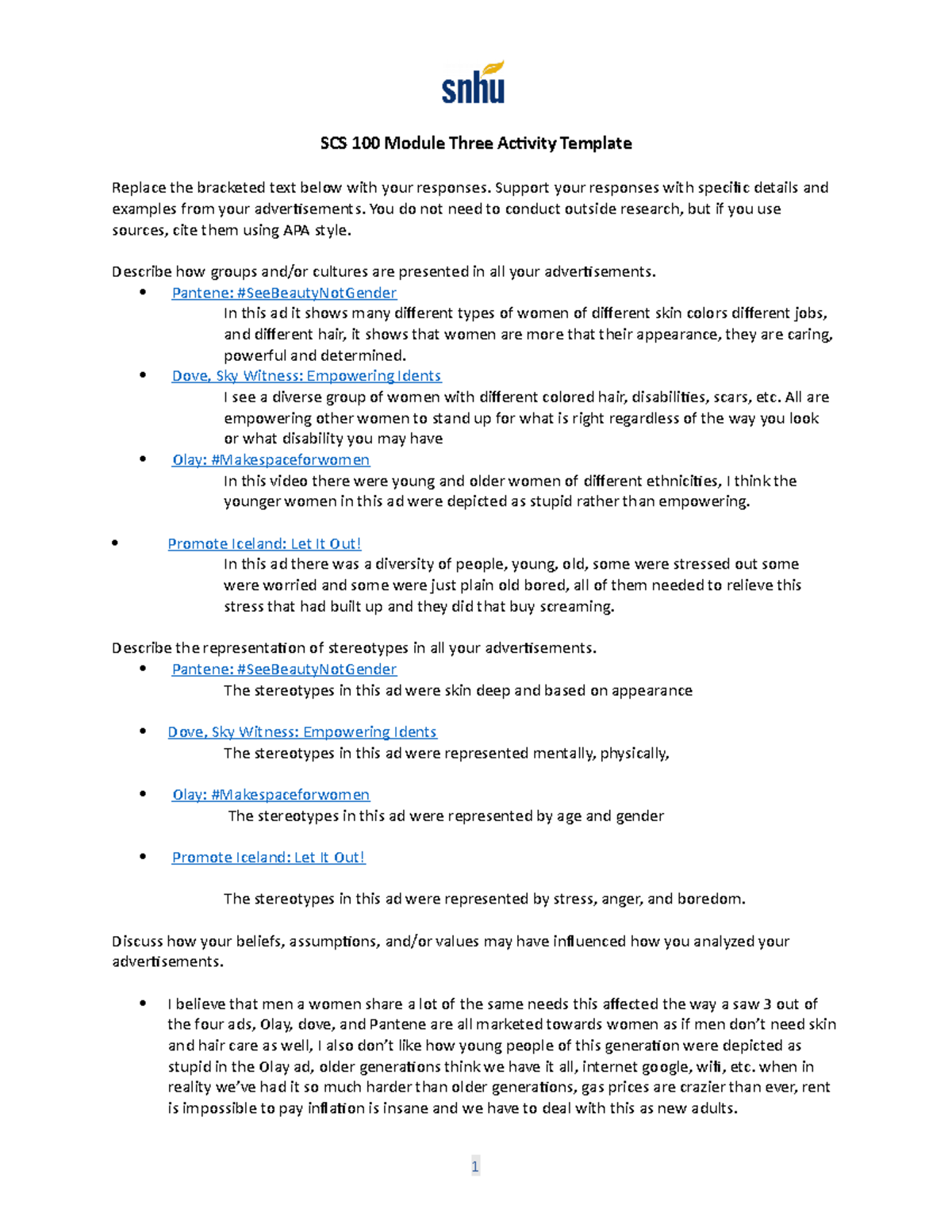 SCS 100 Module Three Activity Template - SCS 100 Module Three Activity ...