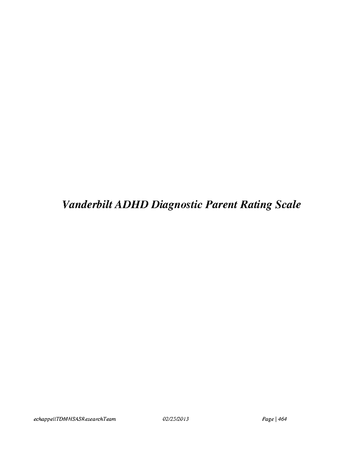 Adhd scoring - Good - Vanderbilt ADHD Diagnostic Parent Rating Scale ...