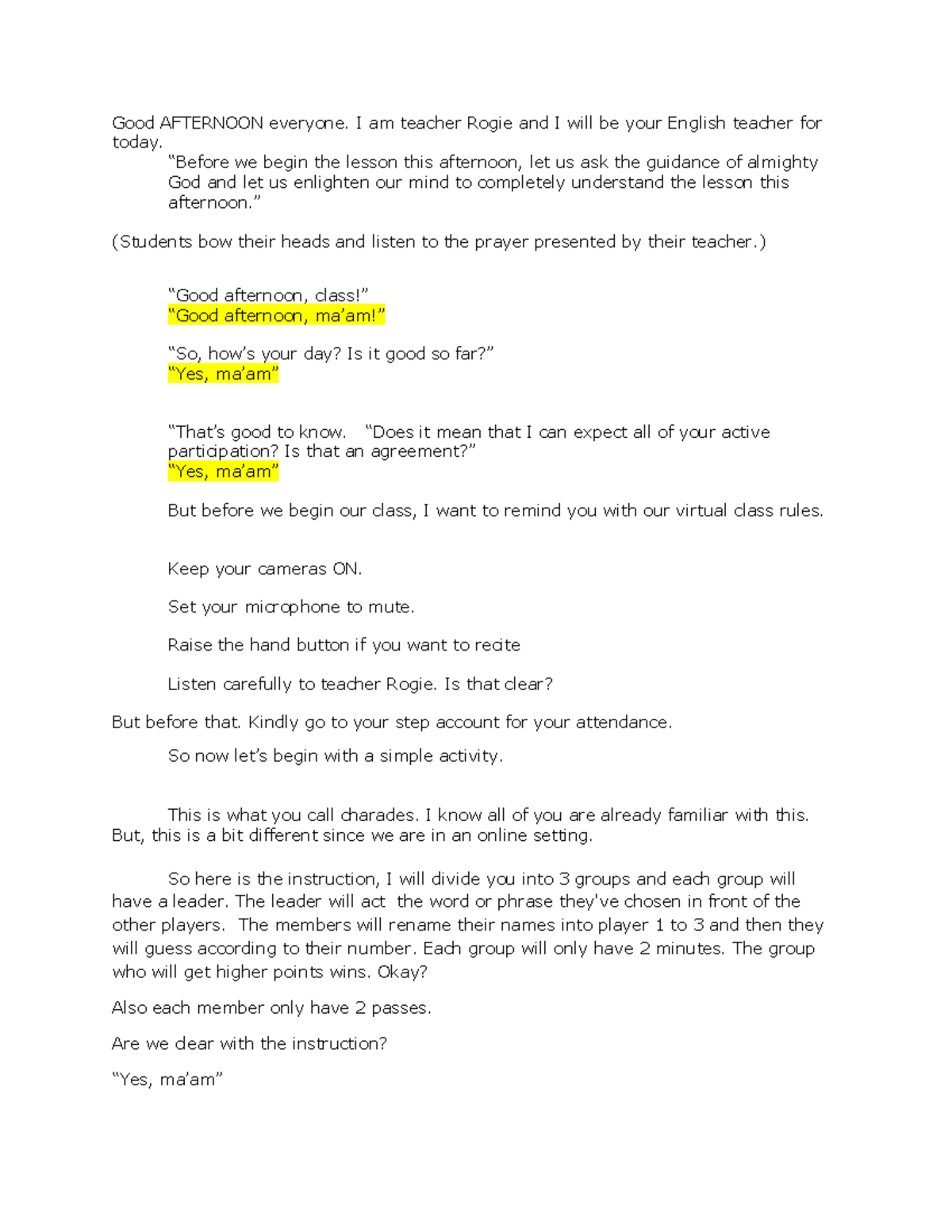 Practice DEMO Script Good AFTERNOON Everyone I Am Teacher Rogie And 