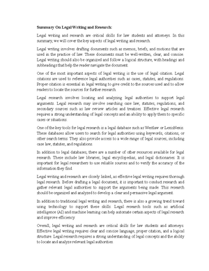 Summary On Overview of Legal Education - This typically includes a ...