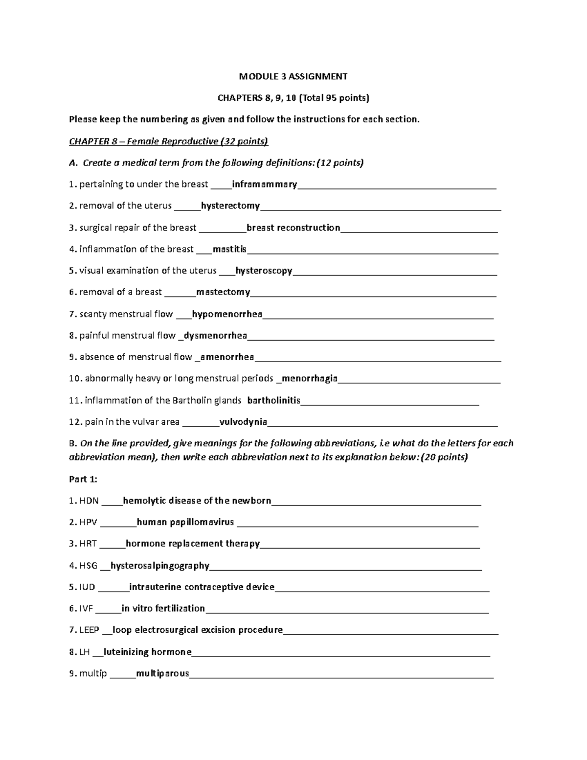 Dnew Module 3 Assignment Ch 8 9 10 Module 3 Assignment Chapters 8 9 10 Total 95 Points 9229