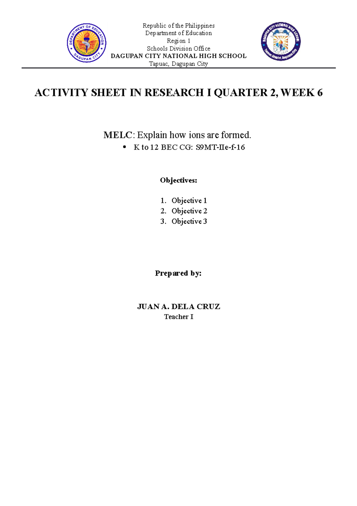 Activity-Sheet-Template - Republic of the Philippines Department of ...