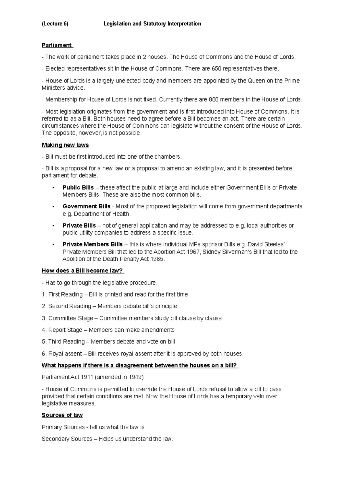 6. Legislation and Statutory Interpretation - Parliament The work of ...