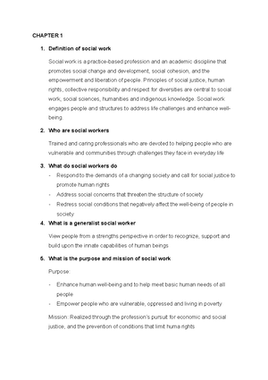 Summary of UNIT 9 - social work - ### Summary of UNIT 9: Social Work ...