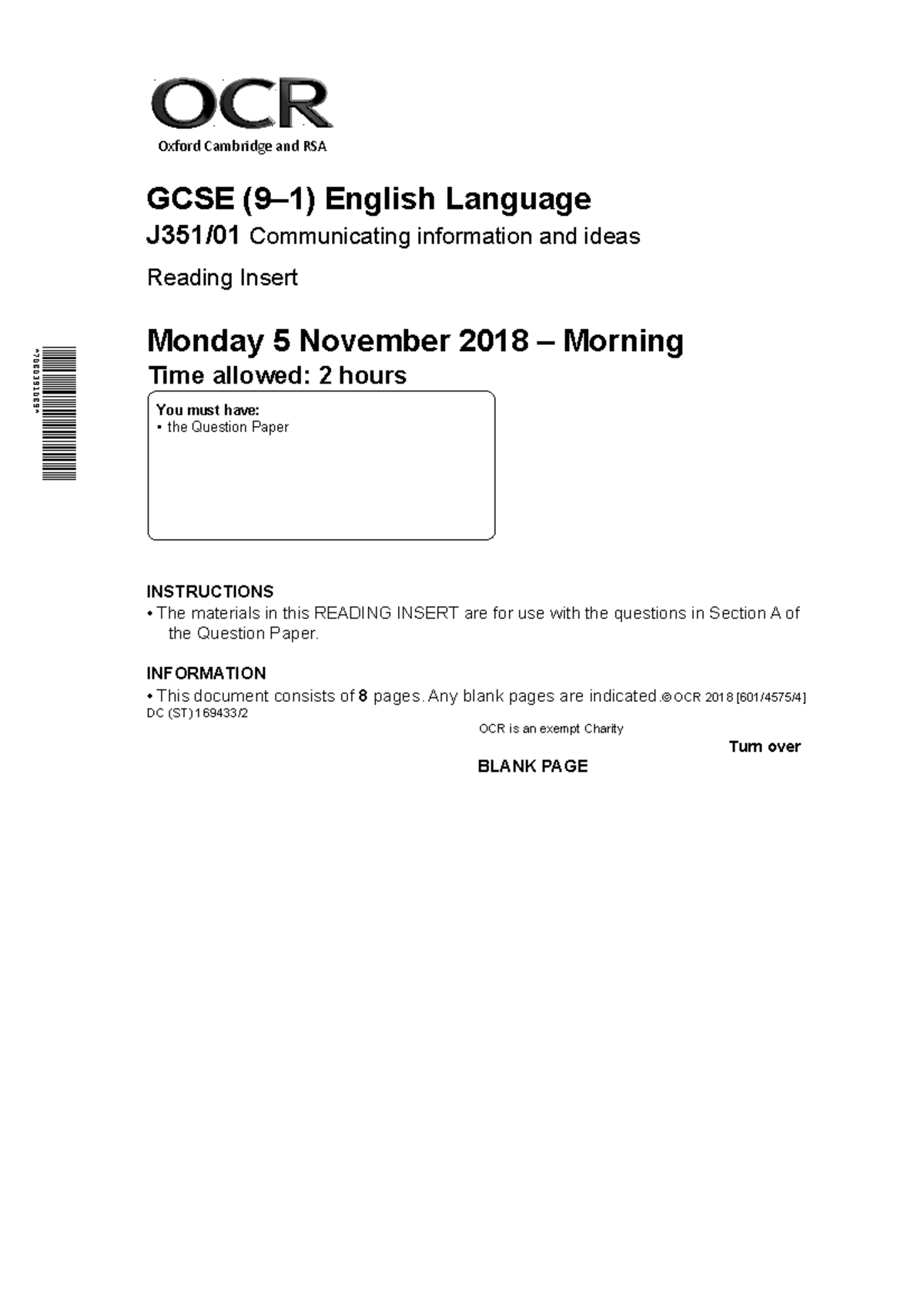 Ocr gcse english language communicating information and ideas paper 1 ...