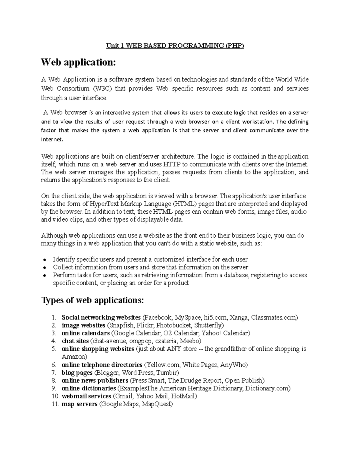 Web Based Programming Webserver Unit 1 Web Based Programming Php